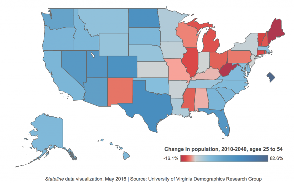 Map of the Day: Workforce Population Change, 2010 - 2040 - Streets.mn