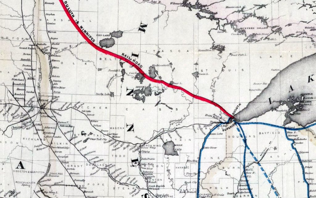 Map Monday: Duluth & Winnipeg Railroad Map, c. 1881 - Streets.mn